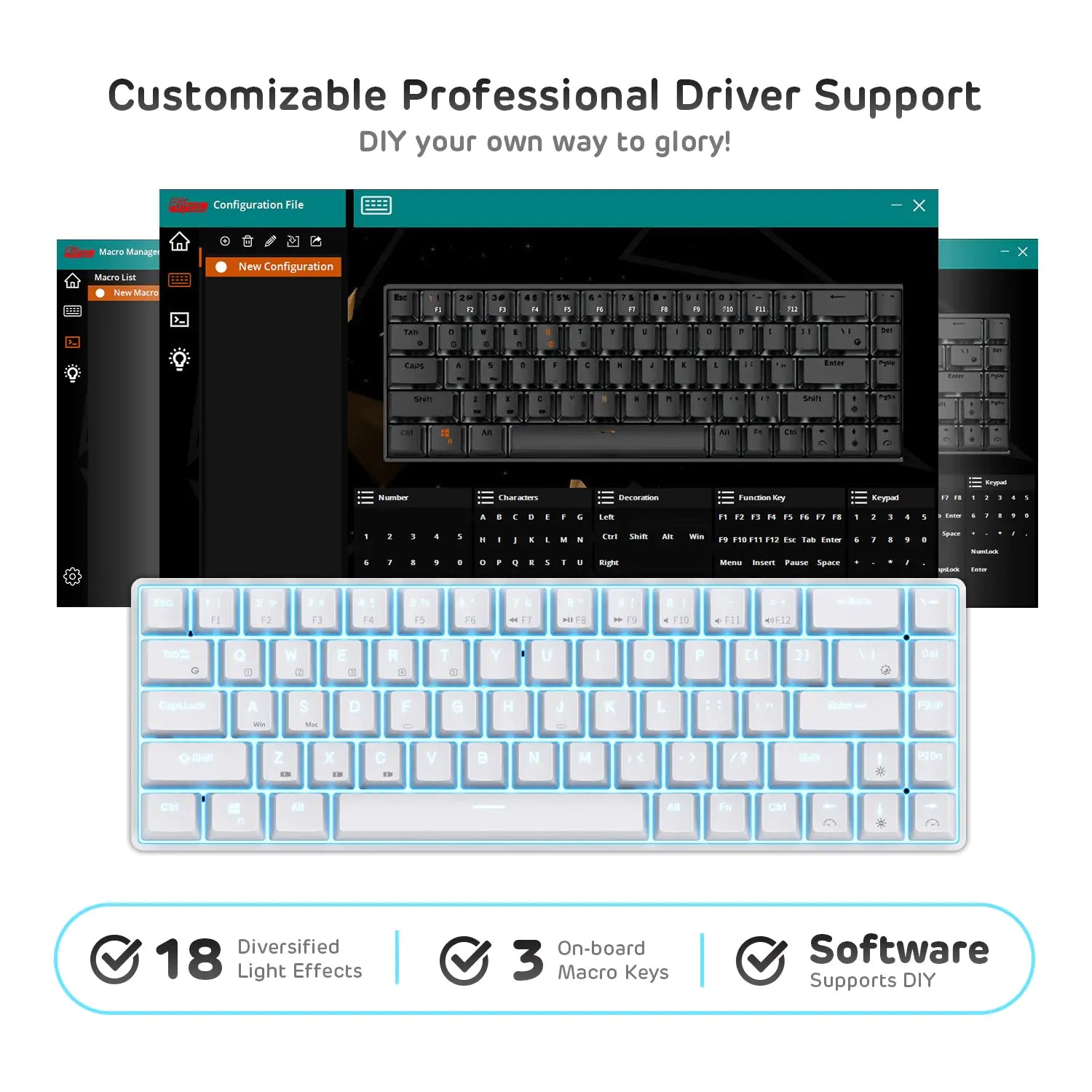 RK ROYAL KLUDGE RK68 65% Hot-Swappable Wireless Mechanical Keyboard, R ...