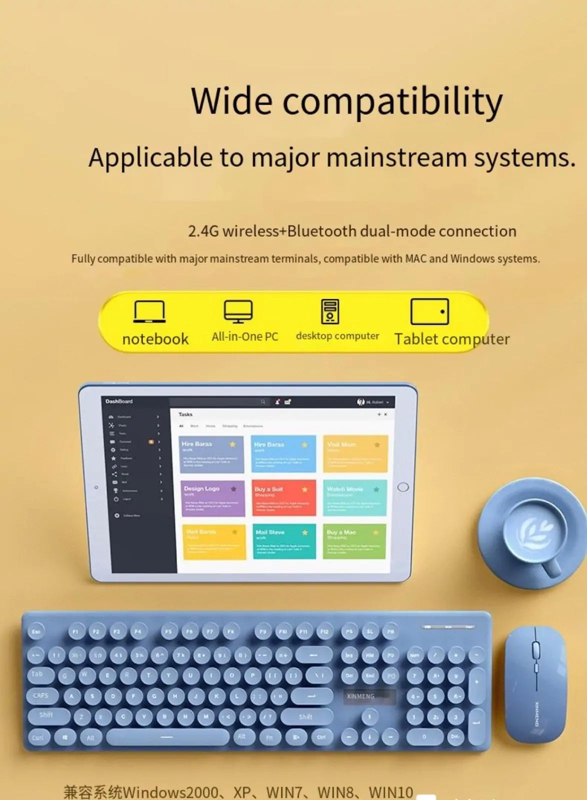 New Alliance N520 rechargeable wireless keyboard and mouse set, Blueto