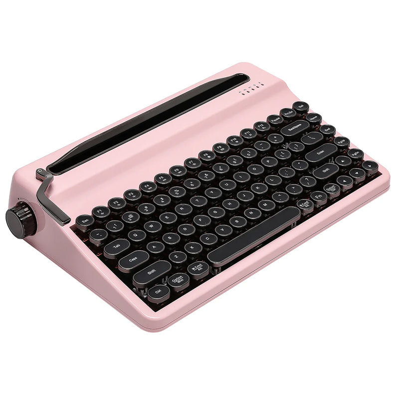 YUNZII QL75 Retro Typewriter QMK/VIA Pink Mechanical Keyboard - Onyx ...